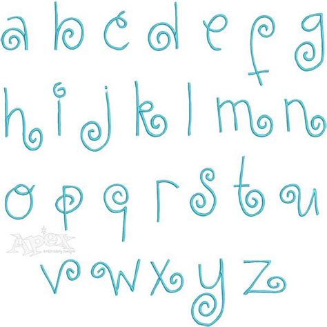 Kurlz Embroidery Font Set 3 Inch Upper And 25 Inch Lower Case Letters