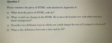 Solved Please Examine The Piece Of Html Code Attached In
