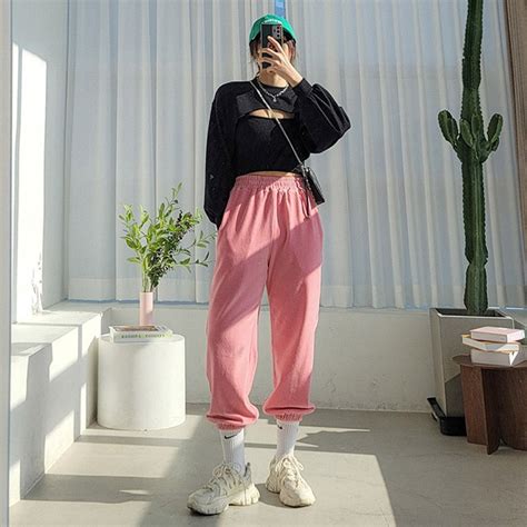 유무즈 벨로아 코듀로이 보들 골지 컬러 조거 팬츠 5color 핑크