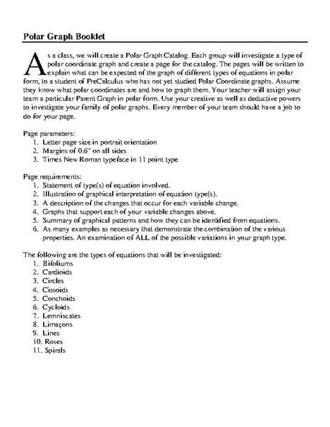 Polar Graph Booklet By Mathematics Active Learning Tpt