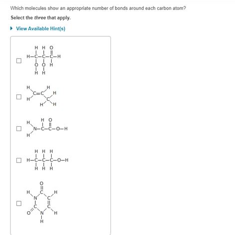 Which Molecules Show An Appropriate Number Of StudyX