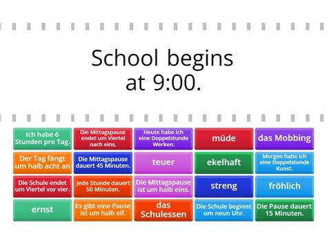 Ein Typischer Schultag Find The Match Ein Typischer Schultag Find The Match
