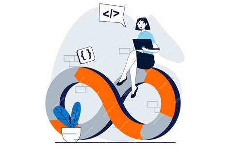 Premium Vector Devops Concept With People Scene In Flat Design For