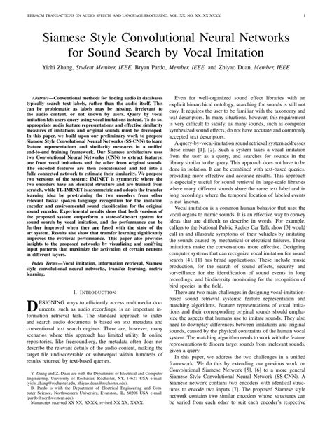 Pdf Siamese Style Convolutional Neural Networks For Sound Search By Vocal Imitation