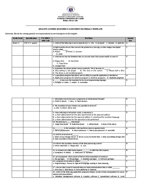 Quarter 1 Css 12 Examination Pdf Software Operating System