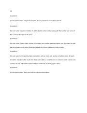 HW1 Docx CS Question 1 List The Part Number And Part Description Of Each Part That Is Not In