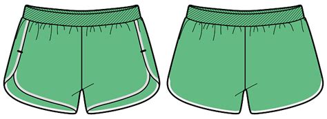 러닝 트레일 반바지 저지 디자인 플랫 스케치 일러스트레이션 활동적인 착용 반바지 디자인을 추적하기 위한 앞면과 뒷면이 있는 짧은