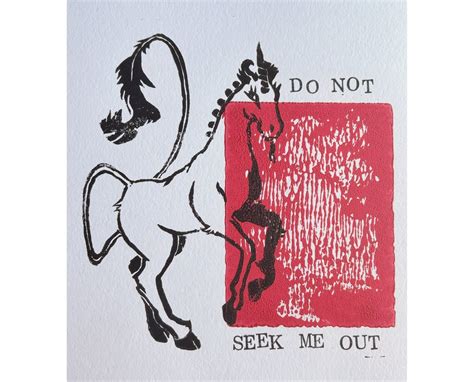 Unicorn Block Print Handmade Linocut Etsy
