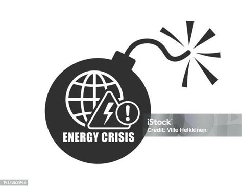 에너지 위기 아이콘 기호입니다 벡터 일러스트 레이 션 이미지 흰색 배경에 고립되어 있습니다 0명에 대한 스톡 벡터 아트 및 기타