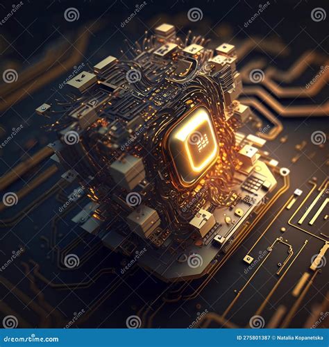 Quantum Computing Circuit With Abstract Futuristic Design Generative Ai Stock Illustration