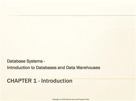 Database Systems & Data Warehouses: Introduction