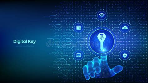 Digital Key Electronic Key Personal Data Protection Cyber Security And Access Concept Stock