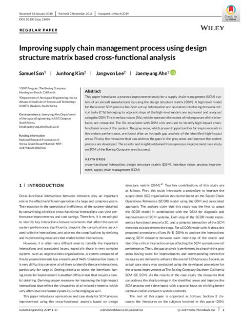 Pdf Improving Supply Chain Management Process Using Design Structure