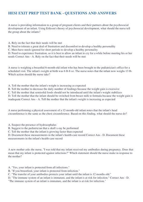 Hesi Exit Prep Test Bank Questions And Answers Browsegrades