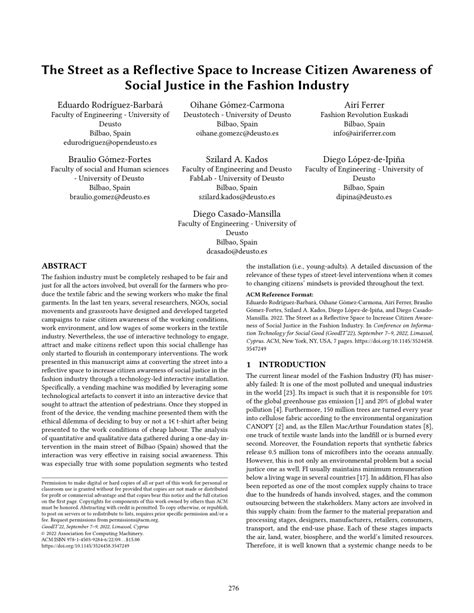 Pdf The Street As A Reflective Space To Increase Citizen Awareness Of Social Justice In The