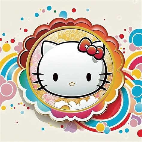 Premium Photo A Hello Kitty Sticker With A Circle And A Hello Kitty