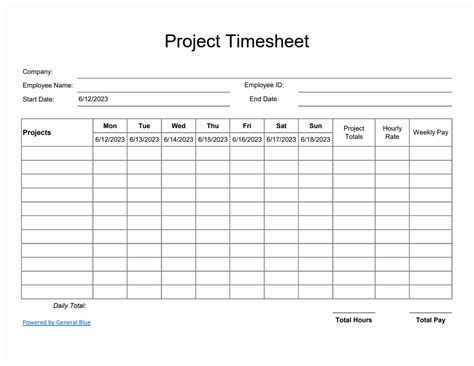Free Excel Project Timesheet Templates