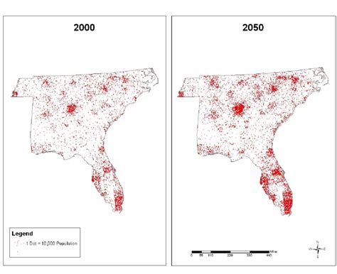 Population Densities 2000 And 2050 Download Scientific Diagram