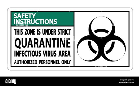 Safety Instructions Quarantine Infectious Virus Area Sign Isolate On