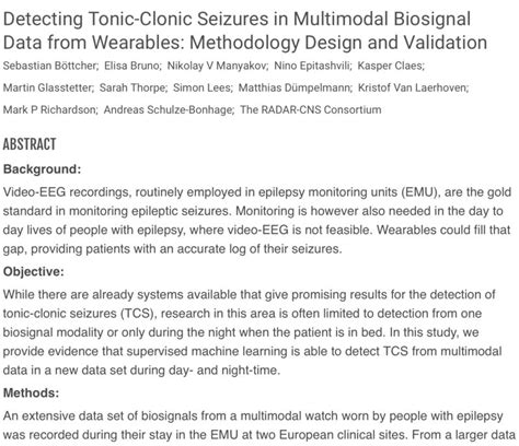 Kristof Van Laerhoven On Linkedin Detecting Tonic Clonic Seizures In Multimodal Biosignal Data