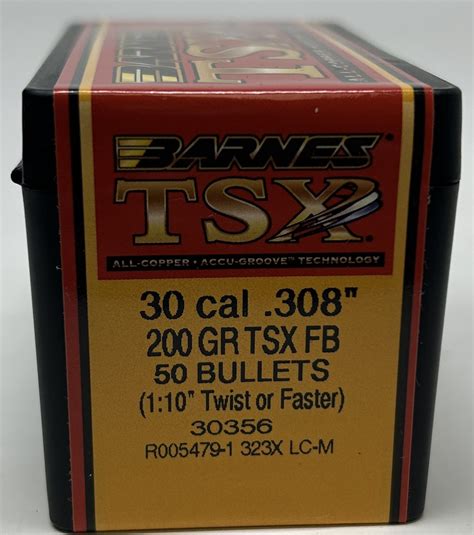 Barnes 30 Cal 308 Dia Reloading Bullets Copper Tsx B30356 200 Grain Flat Base Hollow Point 50