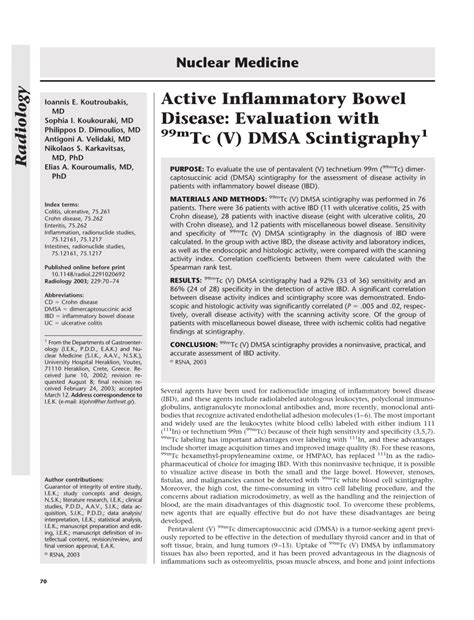 Pdf Active Inflammatory Bowel Disease Evaluation With 99m Tc V