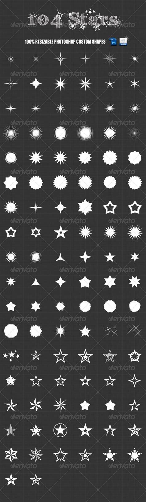 104 Stars Photoshop Custom Shapes Photoshop Photoshop Shapes Logo