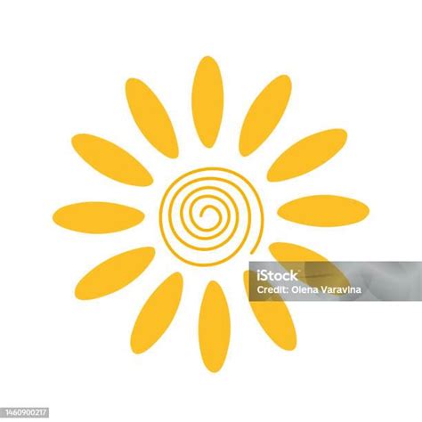 둥근 모양 중간을 가진 간단한 노란 태양 벡터 평면 일러스트레이션 카드 만들기를위한 귀여운 여름 이미지 장식 휴가 개념 및 어린이를위한 휴가 및 여름 디자인 귀여운에 대한