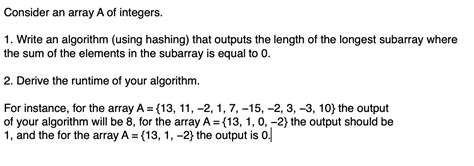 Solved Consider An Array A Of Integers Write An Chegg