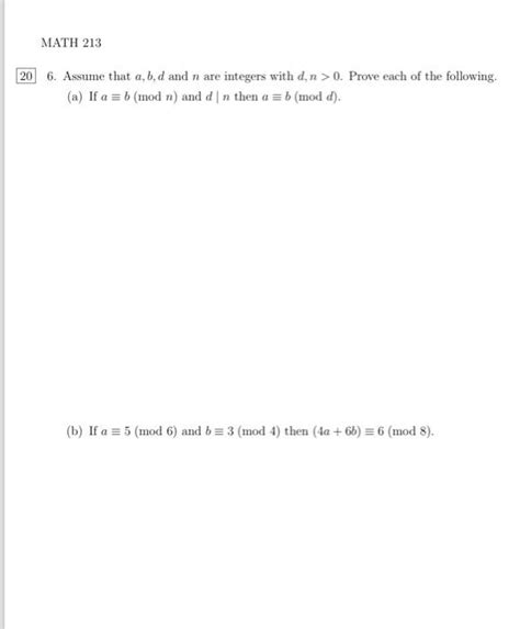 solved math 213 20 6 assume that a b d and n are integers