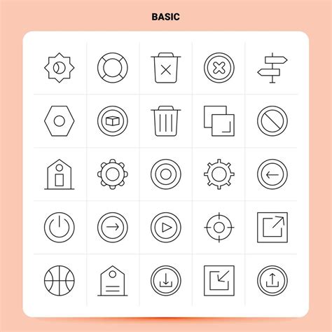 Outline 25 Basic Icon Set Vector Line Style Design Black Icons Set Linear Pictogram Pack Web And