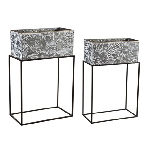 Metallic Embossed Floral Planters Set Of 2 Foter Metallic Embossed Floral Planters Set Of 2 Foter