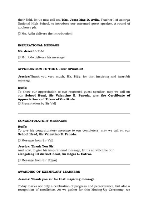 Script For Moving Up Ceremony For Emcees Docx