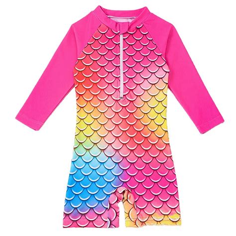 Howpay One Piece Swimsuit For Girls Summer Long Sleeve Tankini Bathing