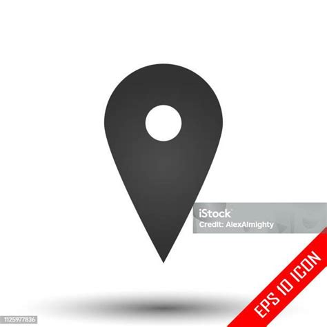 위치 아이콘입니다 위치의 간단한 평면 로고 흰색 바탕에 서명 벡터 일러스트입니다 개념에 대한 스톡 벡터 아트 및 기타 이미지