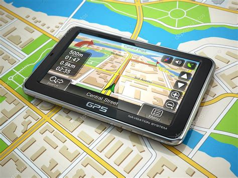 GPS Navigation System On The City Map Stock Photo By Maxxyustas 52345587