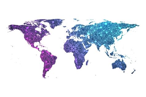 Premium Vector Plexus Particle World Map Vector Illustration