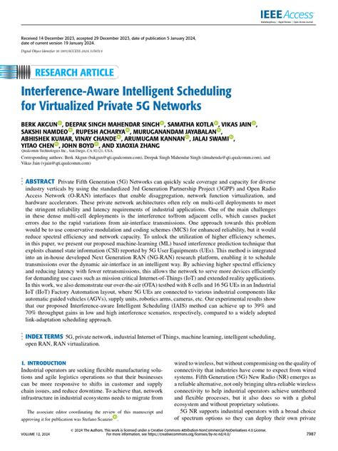 interference aware intelligent scheduling for virtualized private 5g