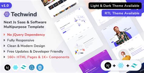 Techwind React Next Js Saas And Software Multipurpose Landing Template