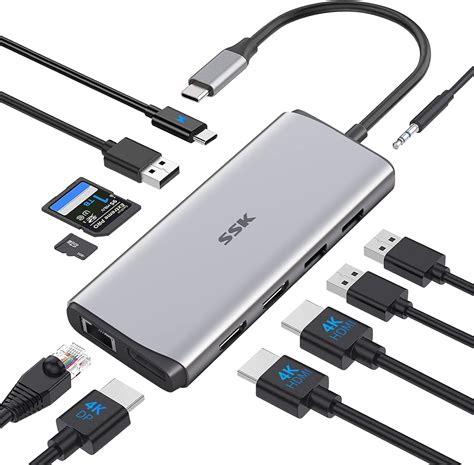 Amazon Com SSK USB C Docking Station Dual Monitor In Triple Display Docking Station