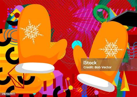 벙어리 장갑 기하학적 그래픽 복고풍 테마 배경 최소한의 기하학적 요소 빈티지 추상 모양 벡터 일러스트 레이 션 0명에 대한 스톡 벡터 아트 및 기타 이미지 Istock