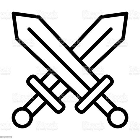 군대와 전쟁 컬렉션에서 전투 아이콘 흰색 배경에 격리 된 얇은 선형 전투 군사 전쟁 윤곽 아이콘 라인 벡터 전투 기호 웹 및 모바일 기호 검에 대한 스톡 벡터 아트 및 기타