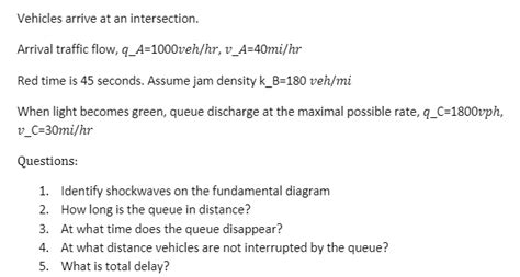 Solved Vehicles Arrive At An Intersection Arrival Traffic