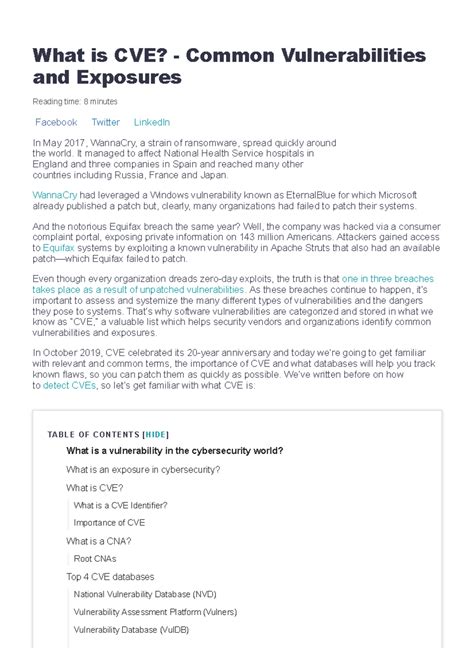 Cve Overview Understanding Common Vulnerabilities And Exposures Studocu