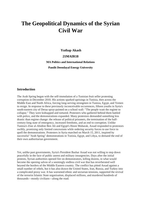 pdf the geopolitical dynamics of the syrian civil war