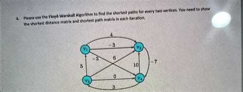4 Please Use The Floyd Warshall Algorithm To Find The Shortest Paths