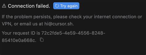 Keep Getting Persistent Connection Failed Error In Cursor Ide Side Chat