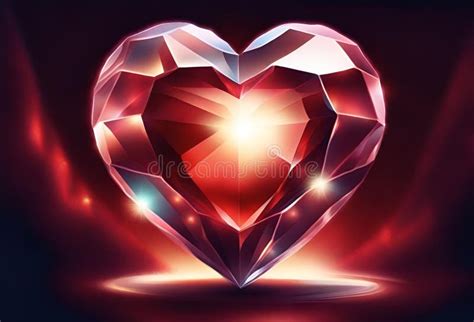 Shiny Red Ruby Crystal Heart Shape Generative Ai Stock Illustration Illustration Of White