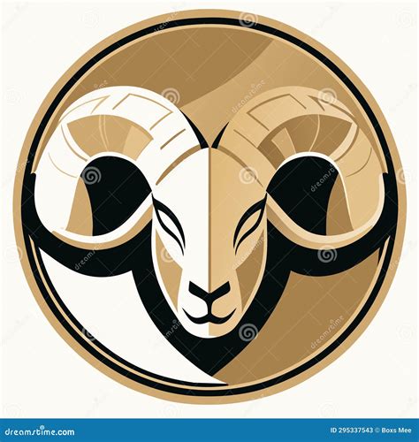 Vector Illustration Of The Head Of A Ram With Horns On A White Background Generative Ai Stock
