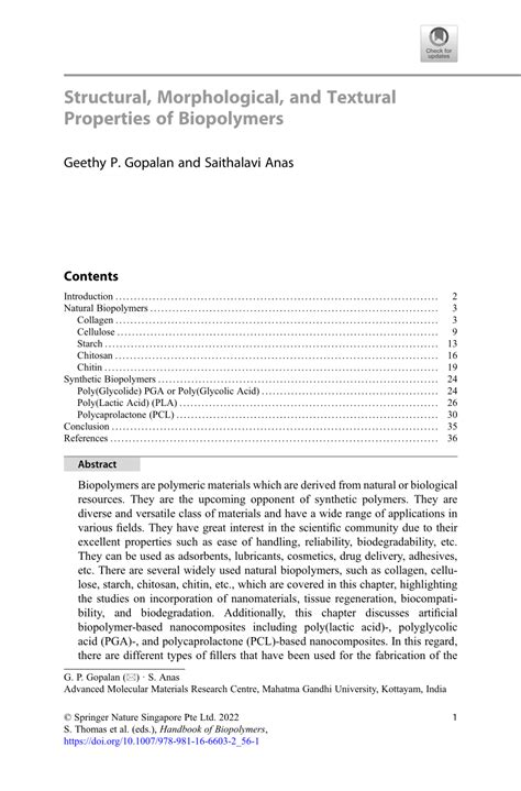 Pdf Structural Morphological And Textural Properties Of Biopolymers